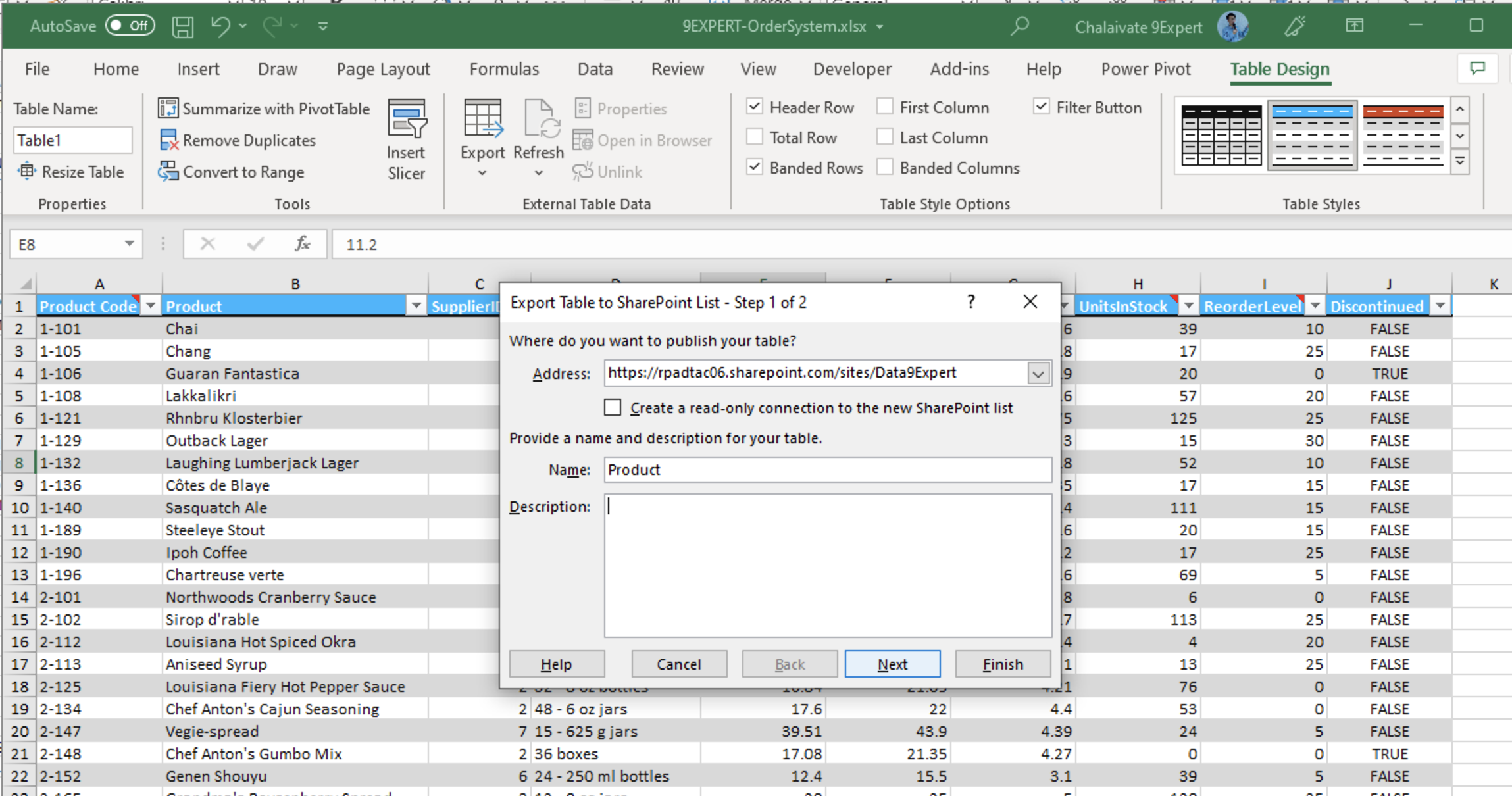 การ Export ข้อมูล Excel Table เข้าสู่ Sharepoint List กันแบบง่ายๆ 9expert