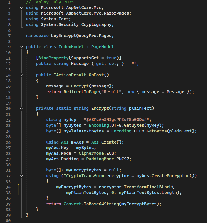 เข้ารหัสข้อมูลอ่อนไหวใน ASP.NET | 9Expert